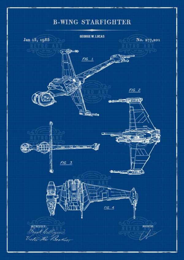 B-Wing Starfighter - Retro Art