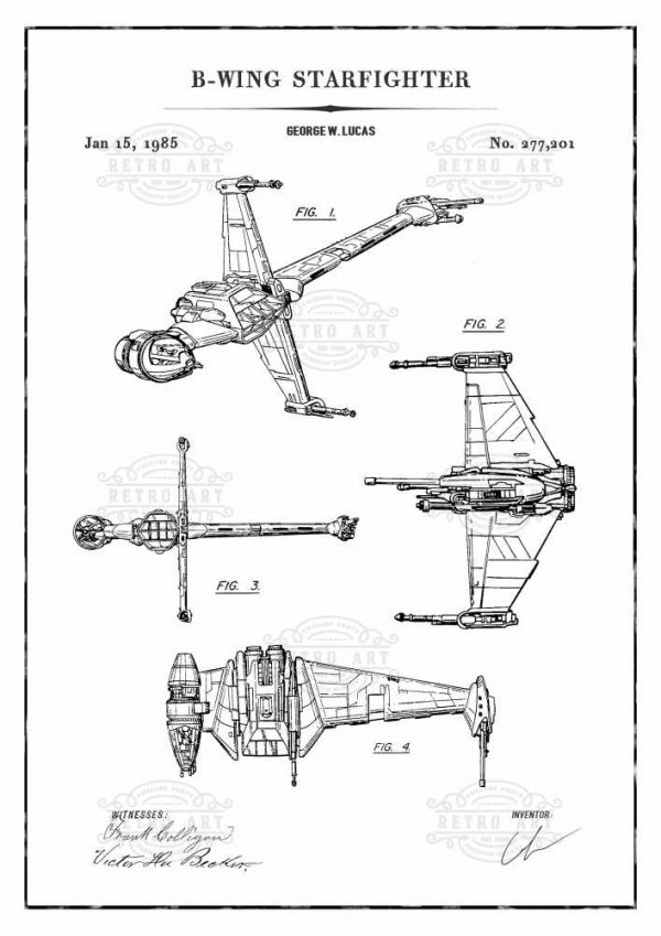 B-Wing Starfighter - Retro Art