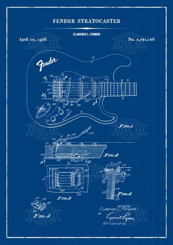 Fender Stratocaster - Retro Art