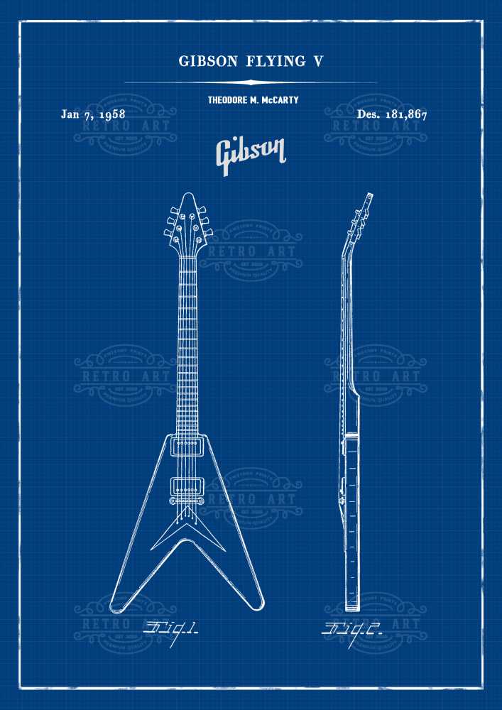 Gibson Flying V - Retro Art