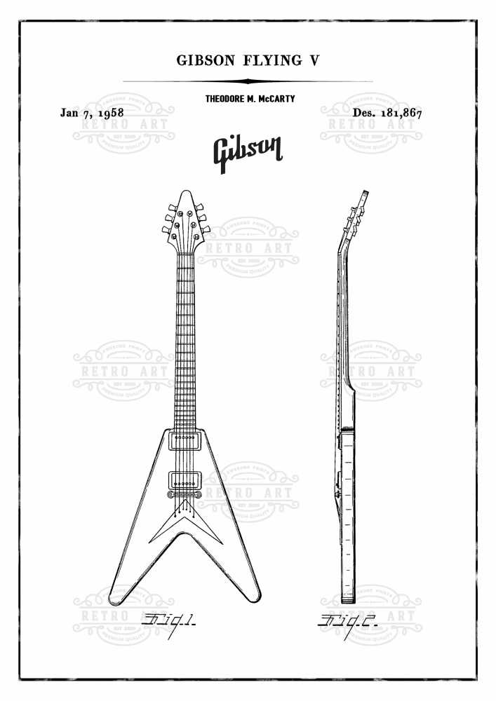 Gibson Flying V - Retro Art