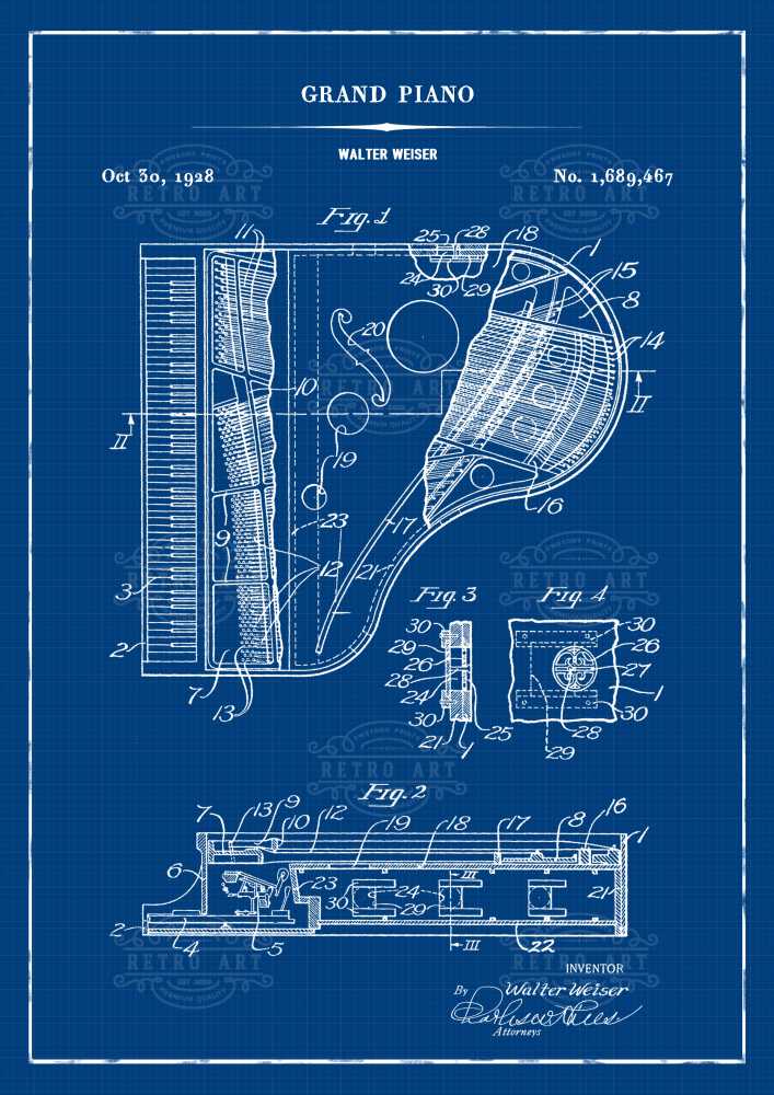 Grand Piano - Retro Art